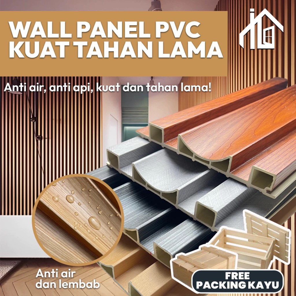 Jual Wood Wall Panel PVC Dekorasi Dinding 16cmX2,95 meter/ Panel ...