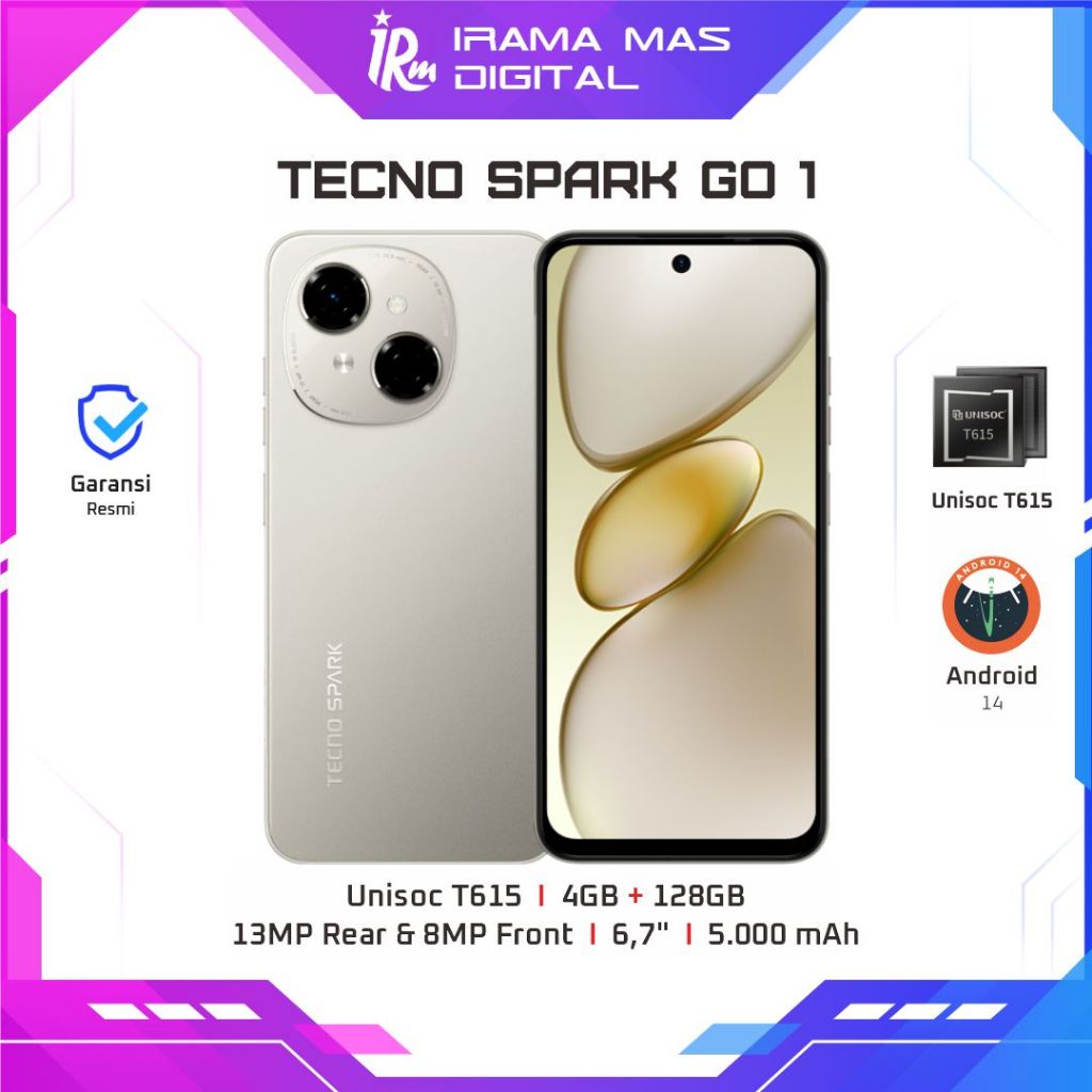 Jual TECNO SPARK GO 1 - 4GB/128GB (black,white, gold) | Shopee Indonesia