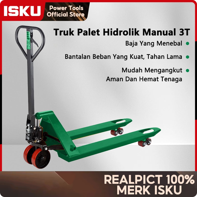Jual ISKU Hydraulic Hand Pallet Truck Trolley 3 Ton / 3000 Kg | Shopee ...
