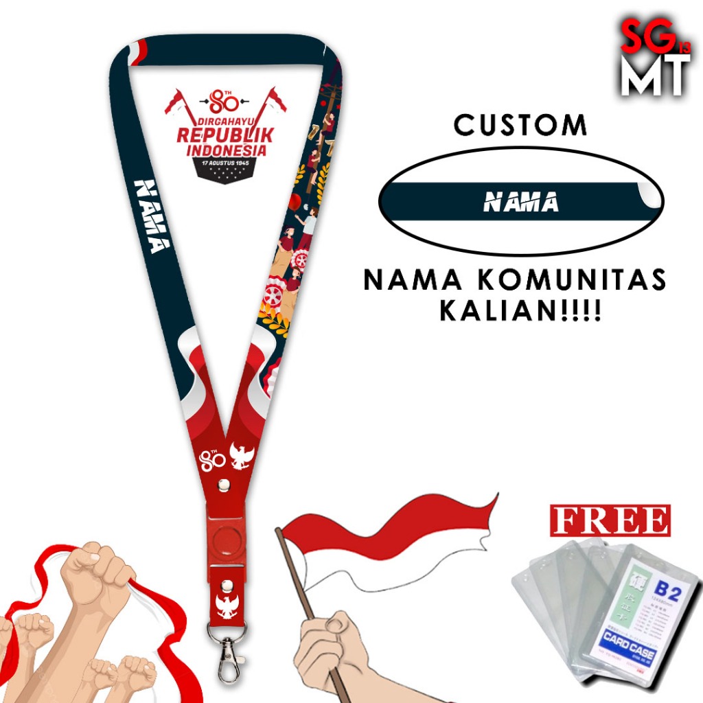 Jual Lanyard Custom Nama Printing Full 2 Sisi 2cm Satuan Murah Bisa ...
