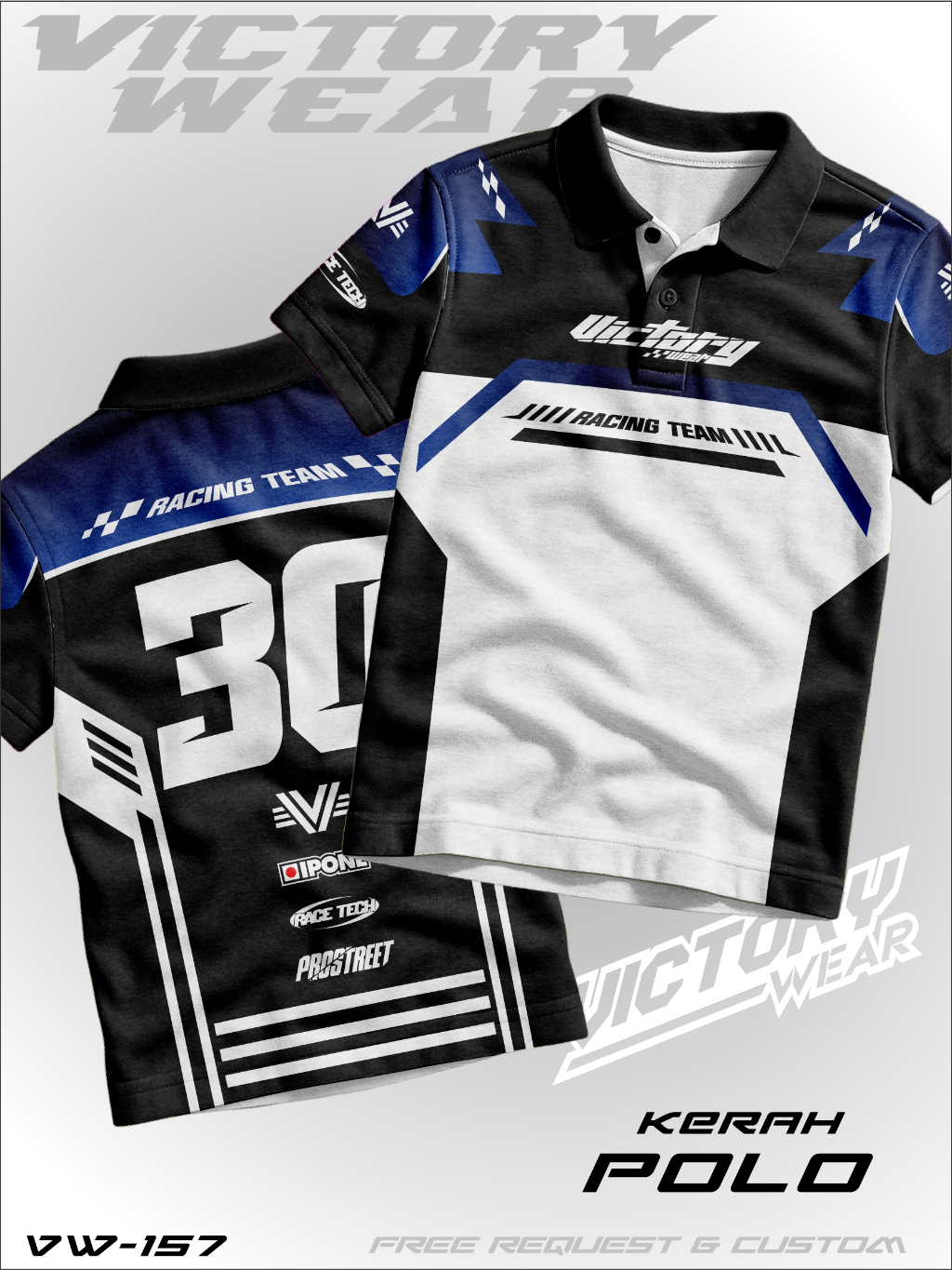 Jual JERSEY KAOS RACING CUSTOM NAMA TULISAN POLO KERAH KANCING V-NECK ...