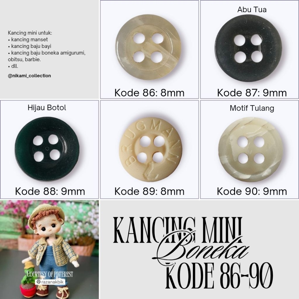 Jual Kancing Mini | Kancing Bayi | Kancing Boneka Amigurumi Kode 86 ...