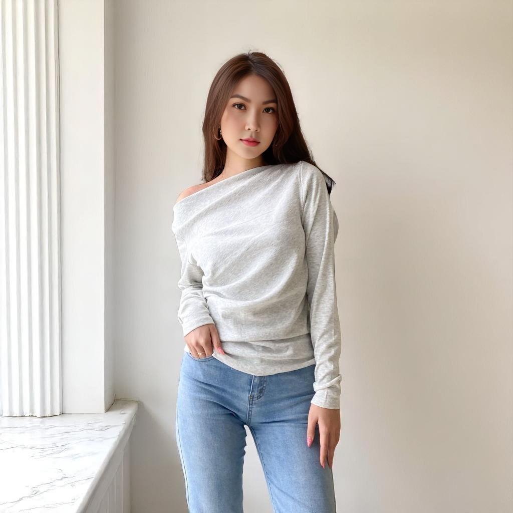 Jual Giselle Atasan Wanita One Shoulder Longsleeve Top / Off Shoulder ...