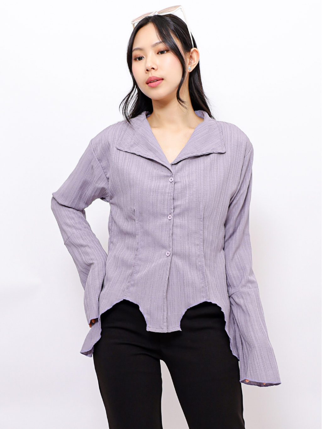 Jual YURRA Atasan Sleeved Black Shirt Korean New Style M512 Lengan ...