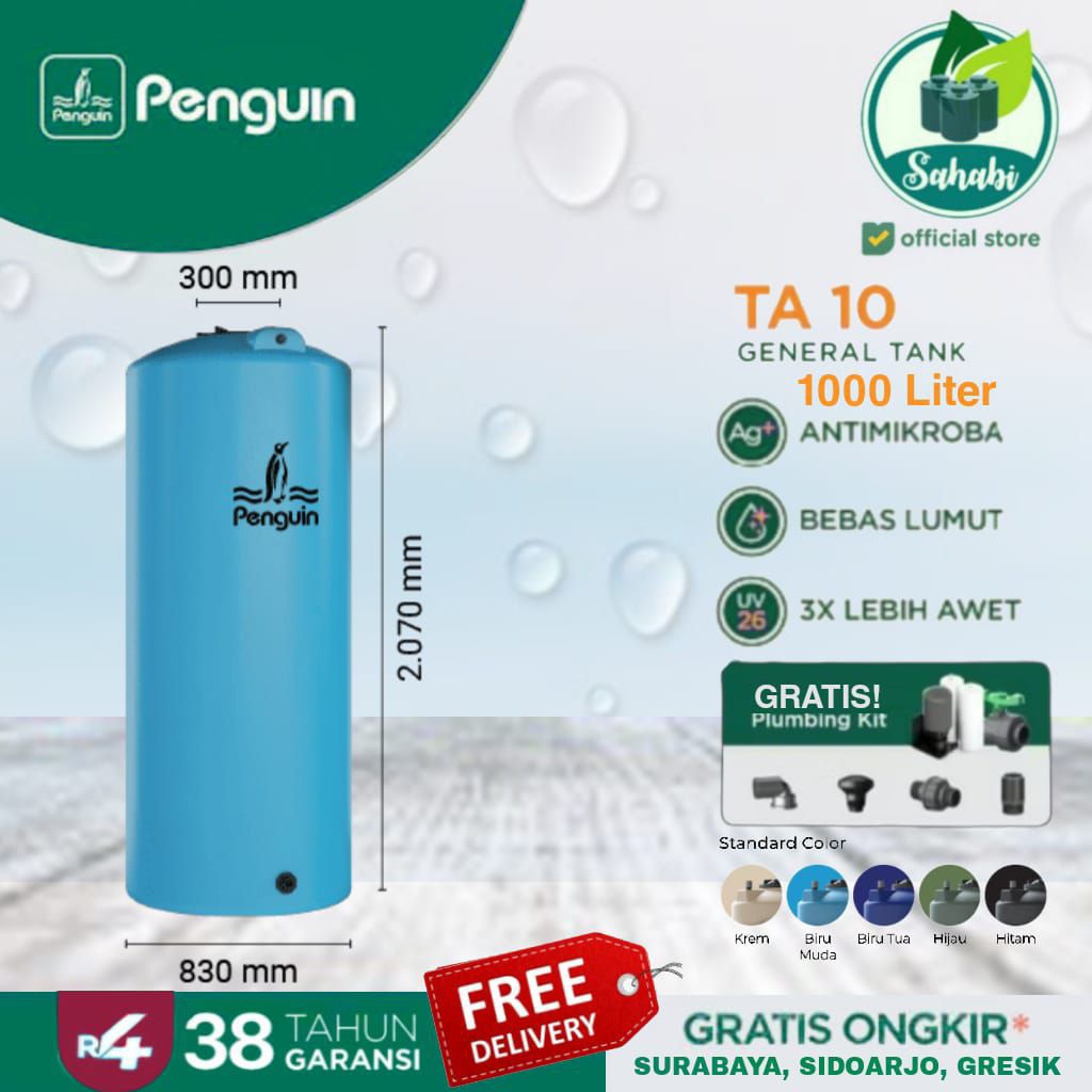 Jual Tandon Air / Tangki Air / Toren Air Penguin Tall Ramping TA 10 vol ...