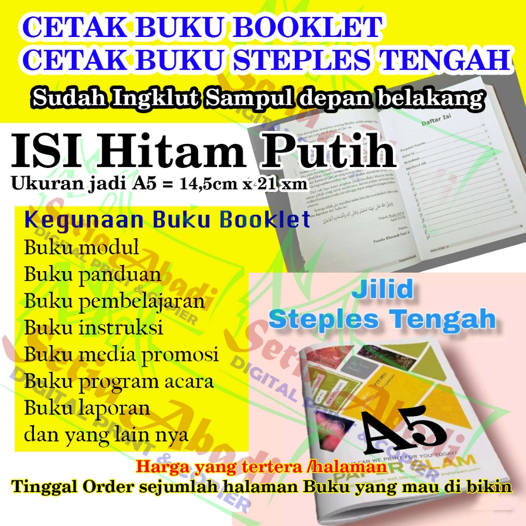 Jual Cetak Buku A5 Sudah Termasuk Sampul Buku Steples Tengah / Buku ...