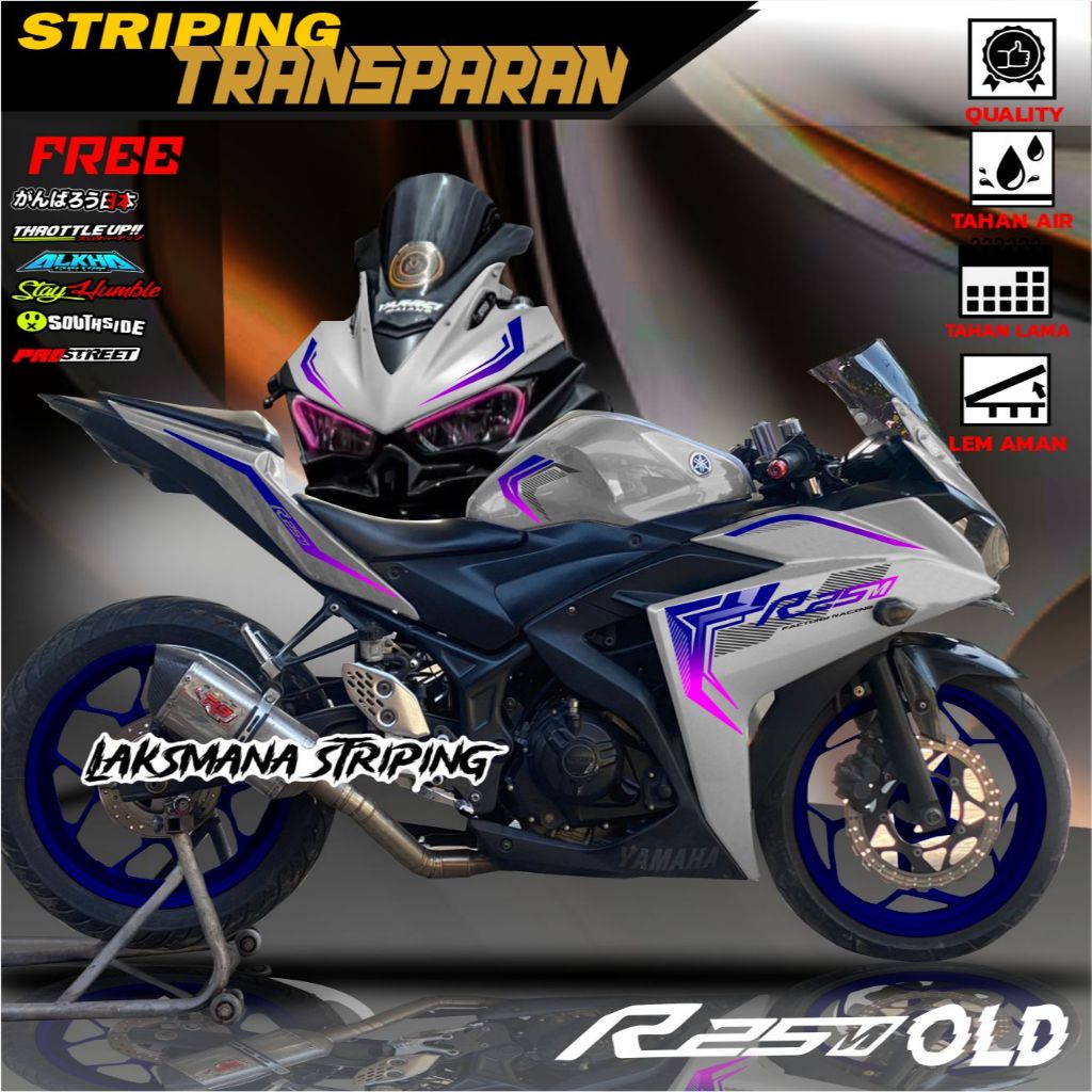 Jual Striping Trasnparan YAMAHA R25 OLD Stiker Fariasi MOTOR R25 Bisa ...