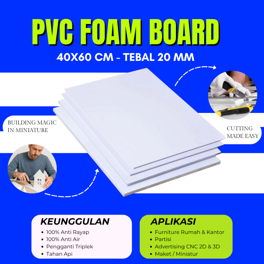 Jual PVC Foam Board Tebal 20mm Ukuran 40x60 - PVC Foam Board White ...