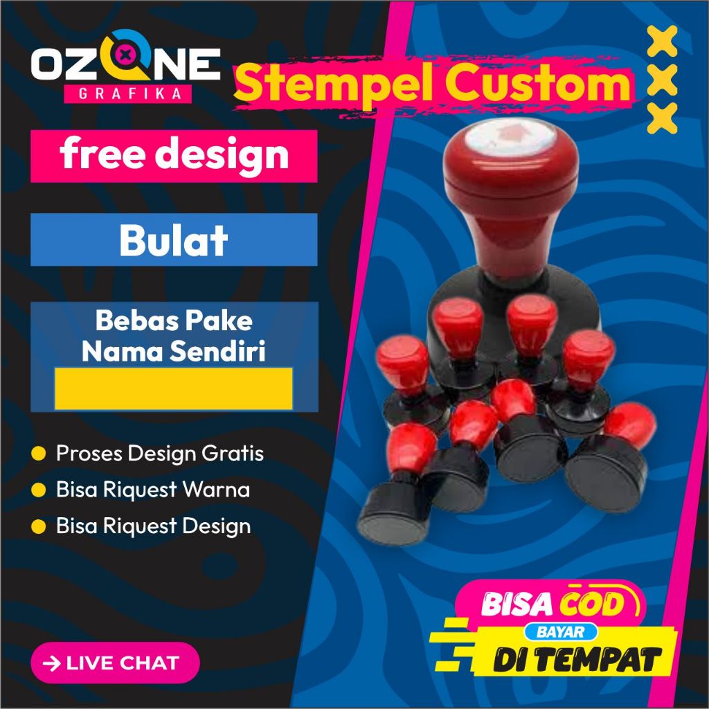 Jual Stempel Flash Custom Bulat dan oval Desain Gratis Bebas Nama ...