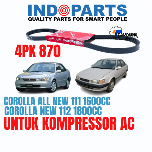 Jual VAN BELT VANBELT FANBELT 4PK 870 TOYOTA ALL NEW COROLLA AE111 ...