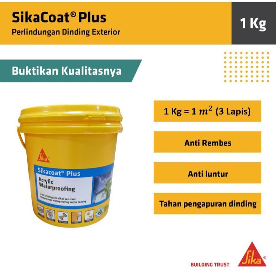 Jual SikaCoat Plus Cat Pelapis Anti Bocor Elastis Dinding Tembok Luar ...