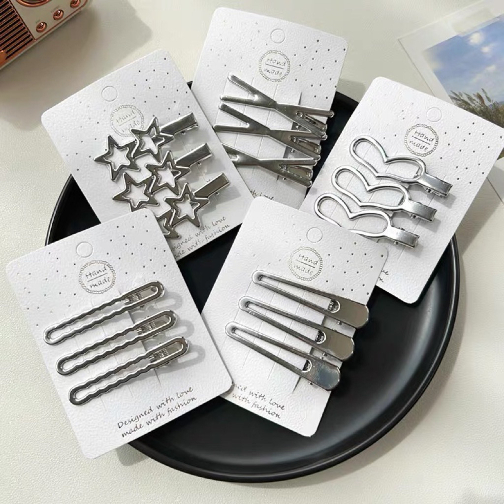 Jual jepit jepitan rambut sirver set 3 pcs bentuk model motif bintang ...