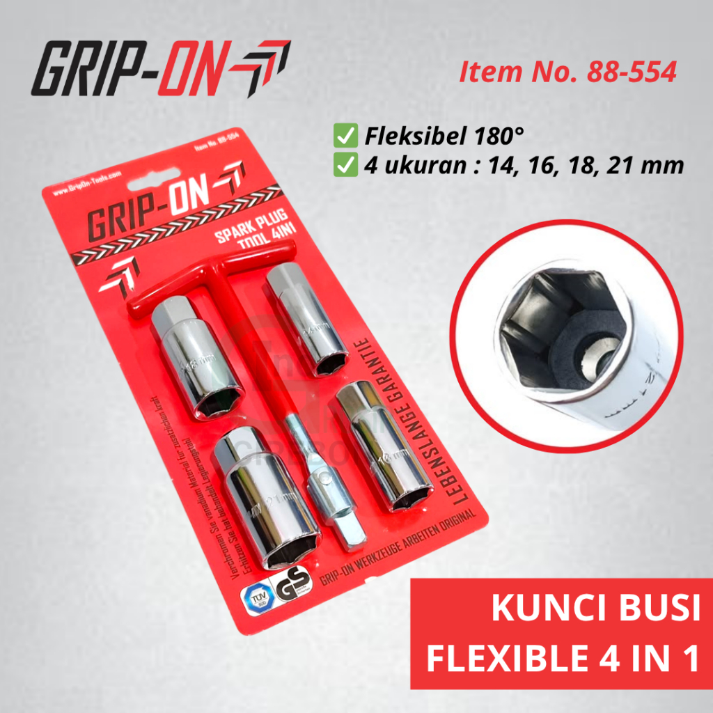 Jual Kunci Busi 4 IN 1 Flexible Mata Sok 14mm 16mm 18mm 21mm Grip On ...