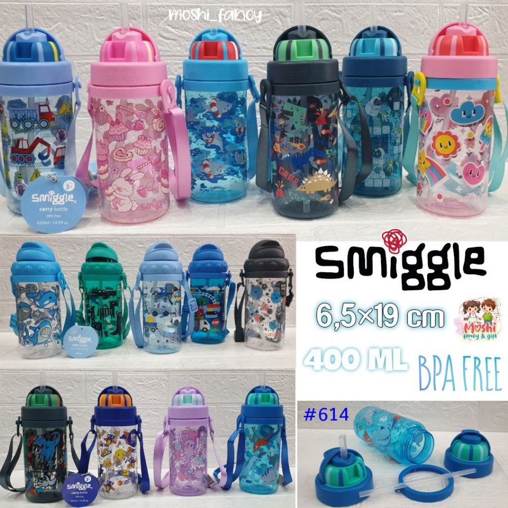Jual Botol Minum Smiggle / Botol Minum Anak Sedotan Smiggle Tali Panjang / Botol Minum 430 ml ...