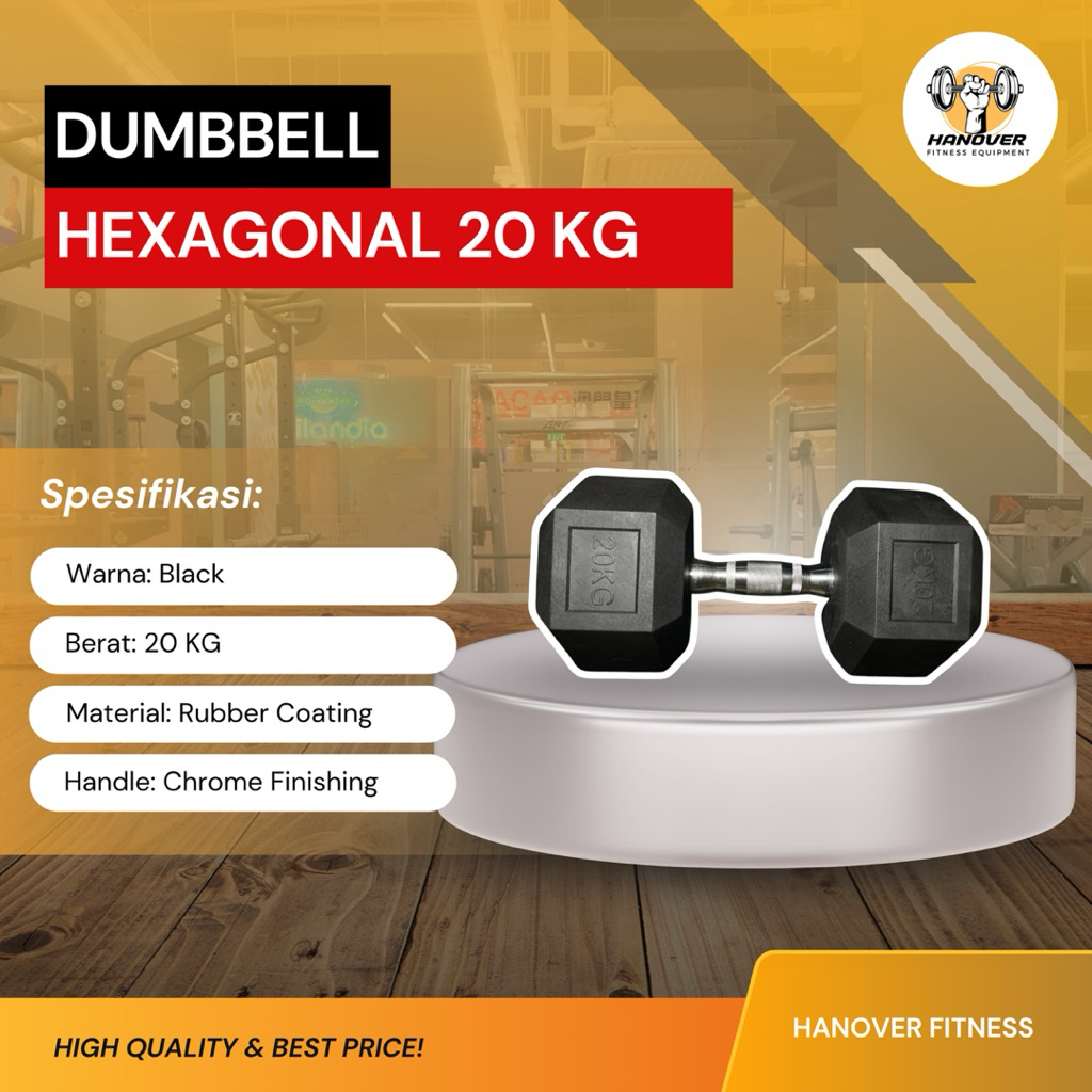 Jual HANOVER FITNESS | Dumbell hexagonal 20 kg IMPORT ORIGINAL barbel ...