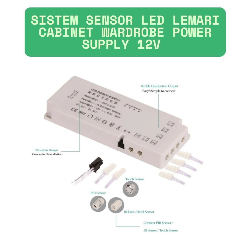 Jual Sistem Sensor LED lemari cabinet wardrobe Power Supply 12v Sensor ...