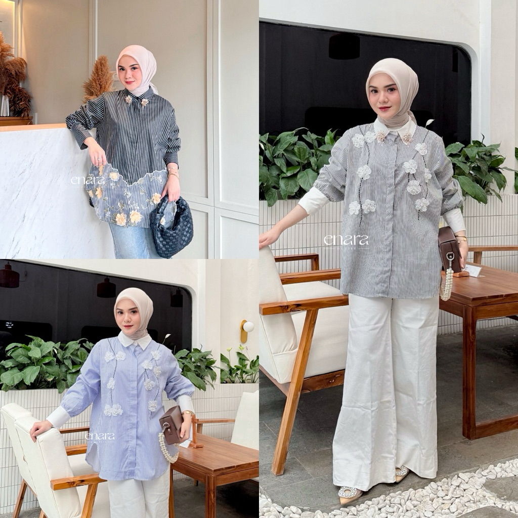 Jual EMILY BASIC SALUR / NEW SUNDAY - kemeja salur by ENARA OUTFIT | Shopee Indonesia