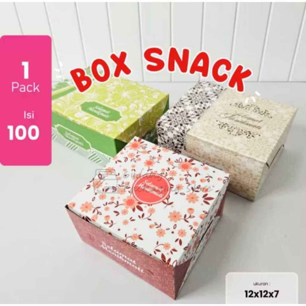 Jual 100 pcs / 12x12 / Box Snack / Dus Snack / Dus Kue / 250 gr ...