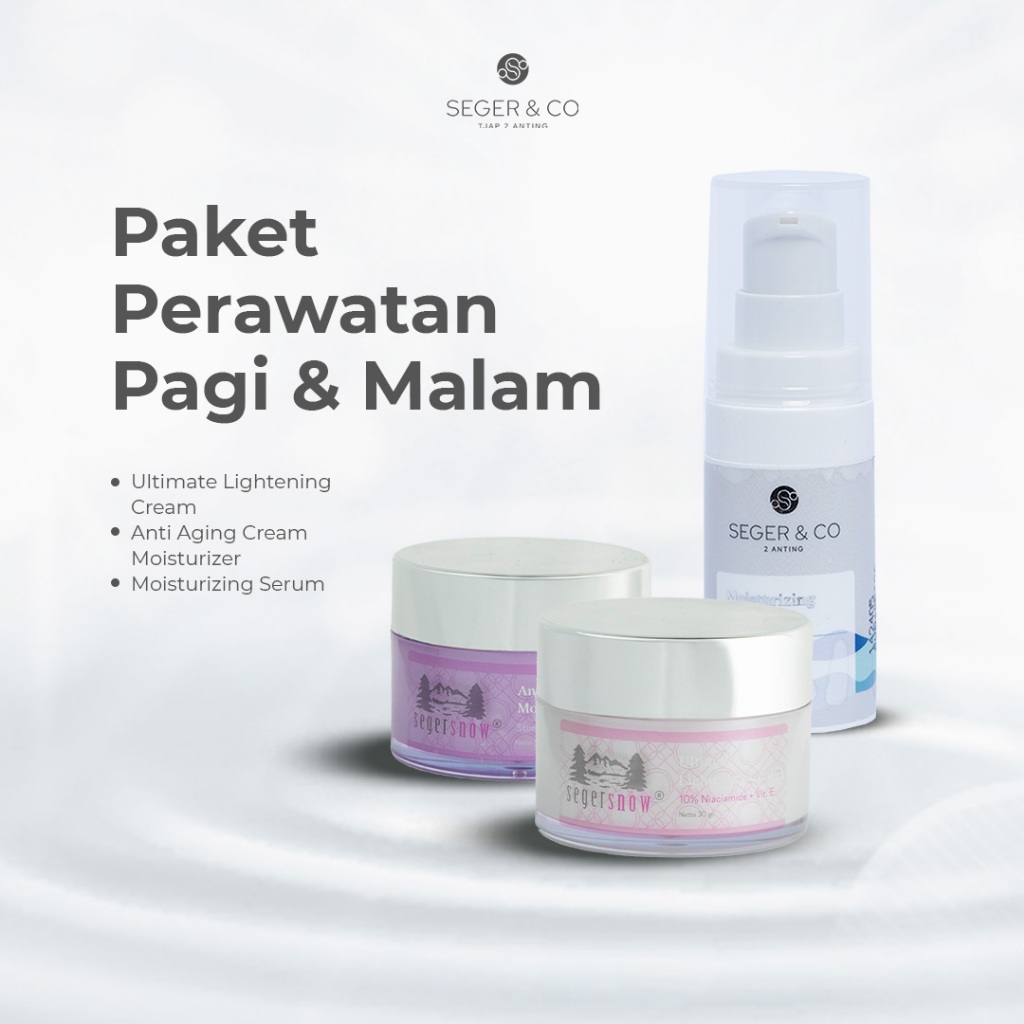 Jual Seger Snow Paket Krim Siang Malam Moisturizing Serum 15ml ...