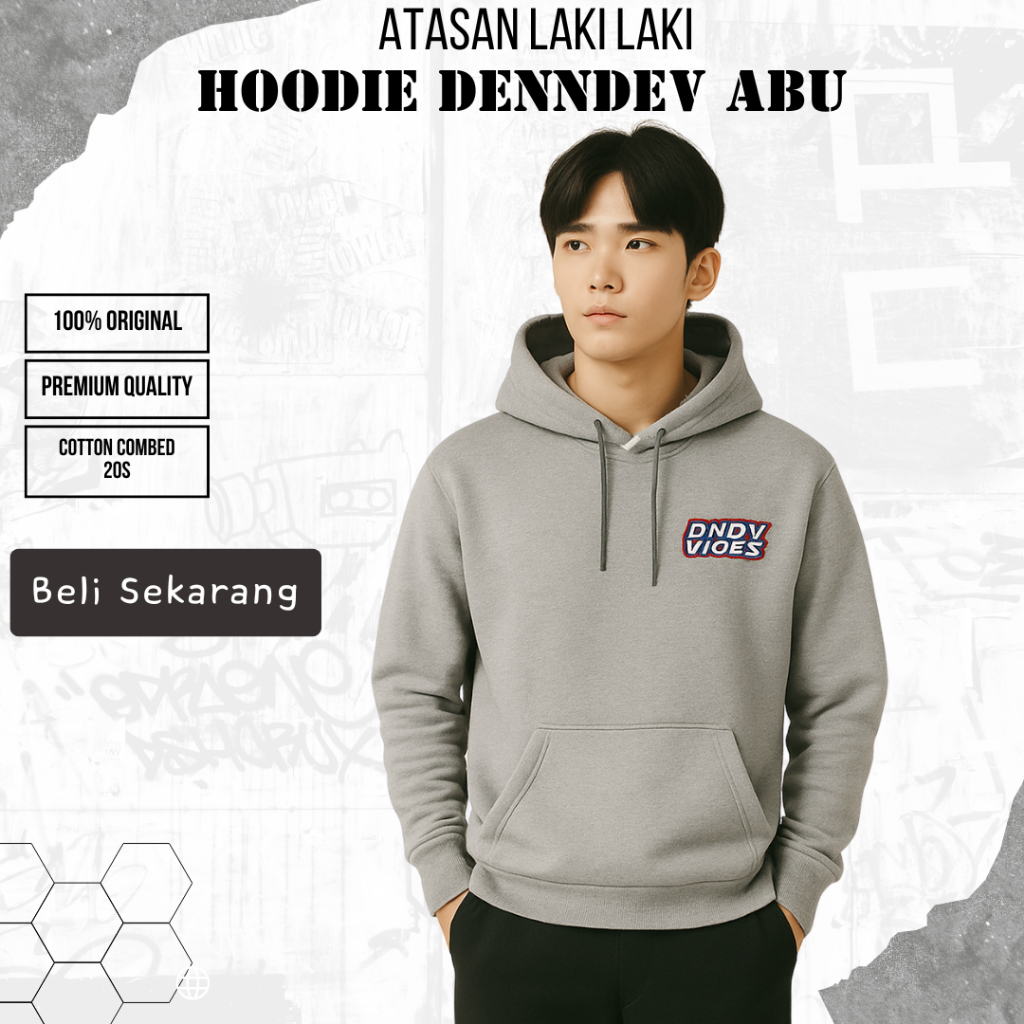 Jual DEN N DEV PREMIUM Hoodie Misty Grey With Simple Logo | Shopee Indonesia