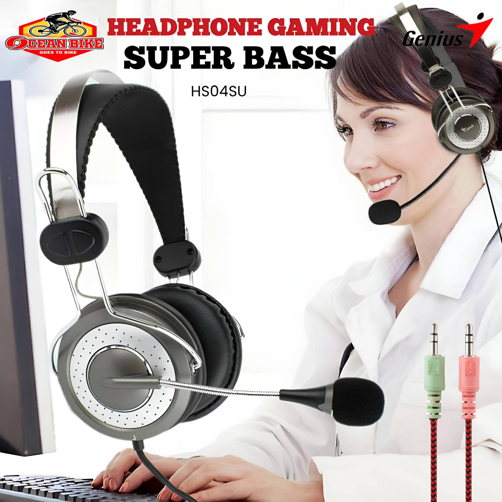 Jual Headphone Headset Gaming Genius Microphone Mic Noice Cancelling ...