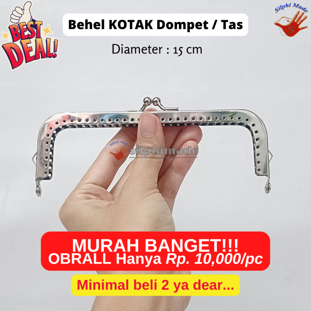 Jual [1 pc] Behel KOTAK 15cm / Behel Dompet / Behel Tas / Kiss Clasp ...