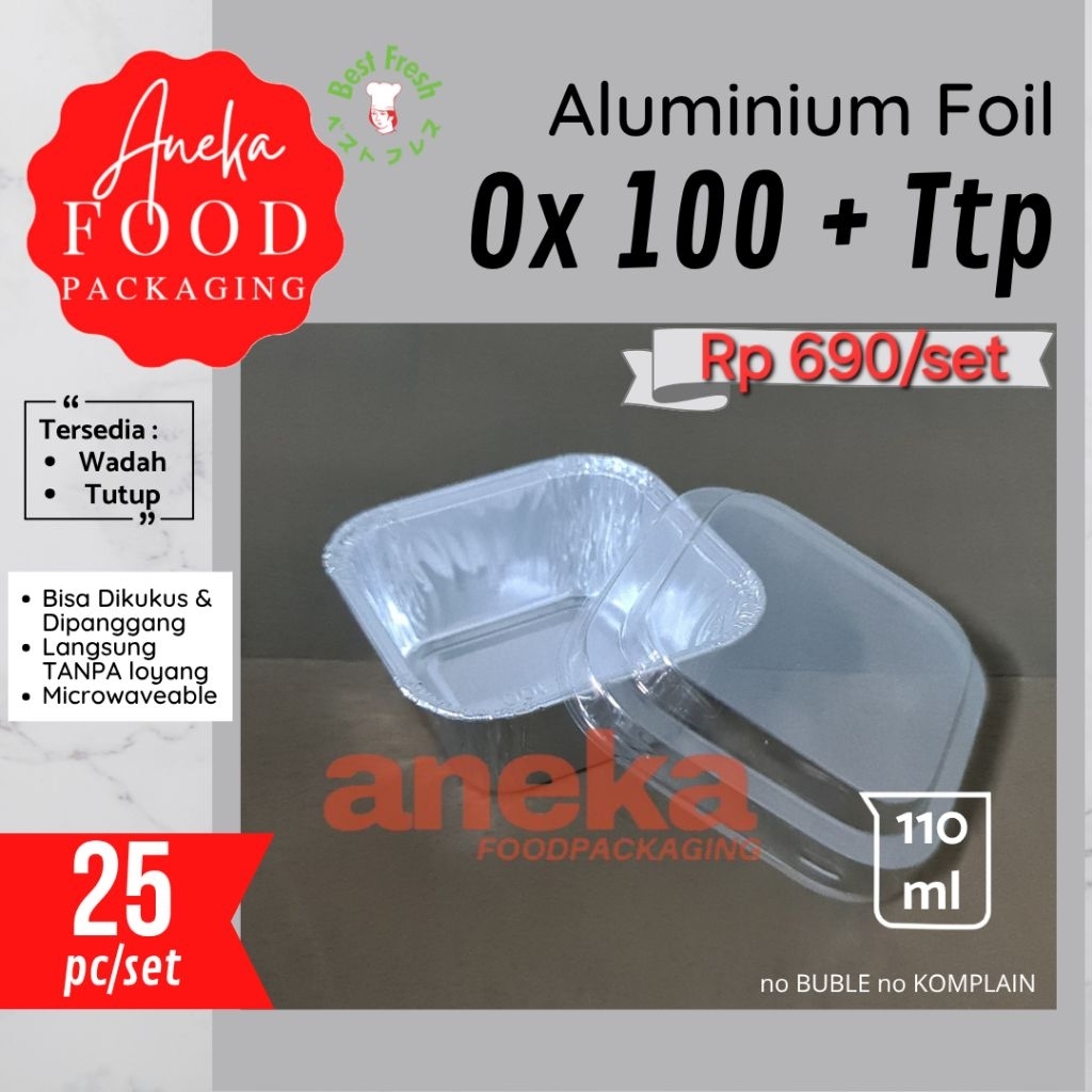 Jual 25set- Aluminium OX 100+TUTUP tray cup wadah BEST FRESH makaroni schotel klapertart ...