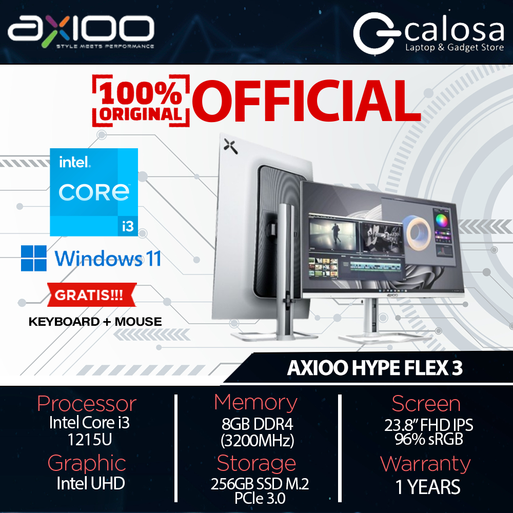 Jual All In One/AIO Axioo Hype Flex 3 Intel i3-1215U 8GB SSD 256GB 24″ FHD Windows 11 | Shopee ...