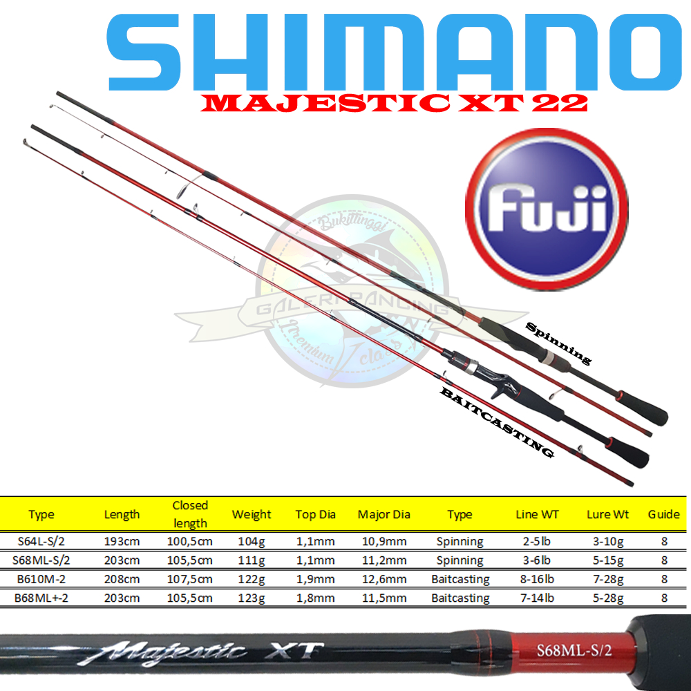 Jual Joran Pancing Shimano Majestic XT S64L S68ML B610M B68ML Fuji Guide Spinning dan ...