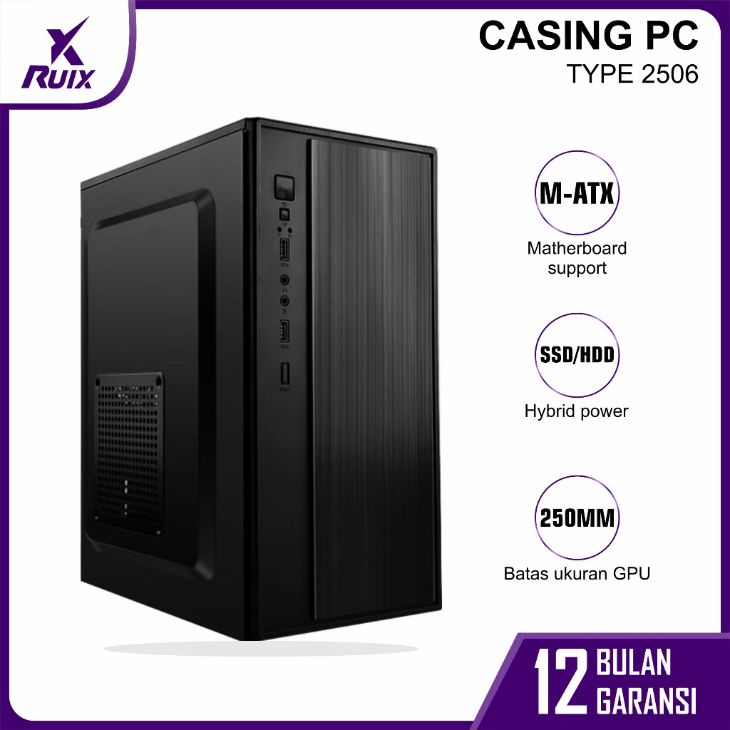 Jual Casing CPU 2506 M-ATX Mid Tower Gaming Hitam Doff Computer PC Case RGB LED Desain Stylish ...