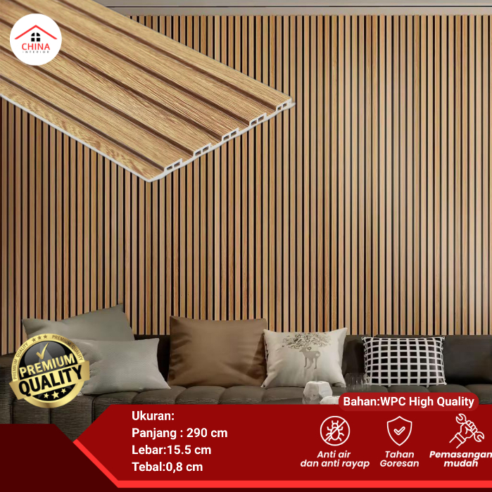 Jual Wood WPC Wall Panel 290x16 cm Tebal 8mm Dekorasi Dinding Anti ...
