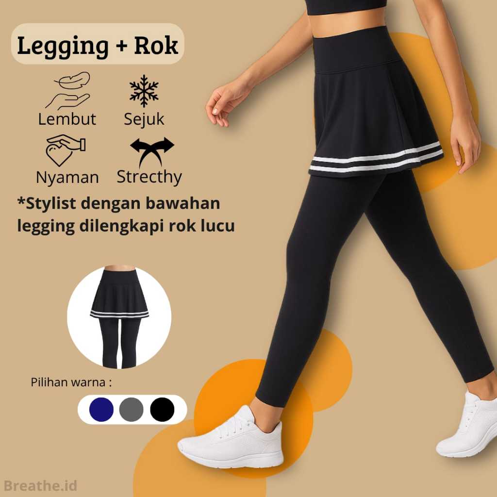 Jual Legging Rok Olahraga Wanita Skirt High Waist Sport Yoga Bawahan 2 ...