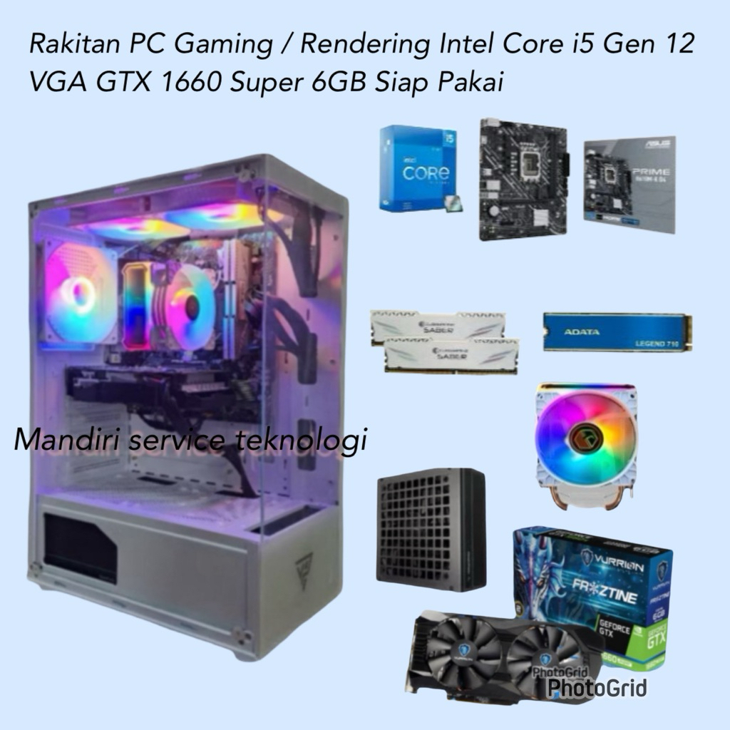 Jual Rakitan PC Gaming / Rendering Intel Core i5 12400F Box Gen 12 LGA 1700 DDR4 NVME VGA GTX ...