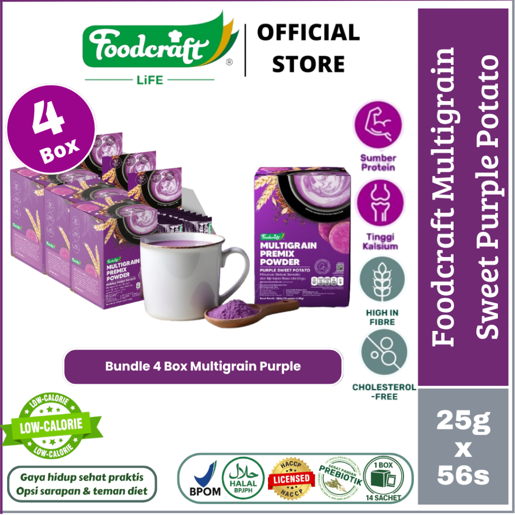 Jual 【Bundle 4 Box】 Foodcraft Multigrain Bundle 4 Box Premix Powder Purple Sweet Potato Minuman ...