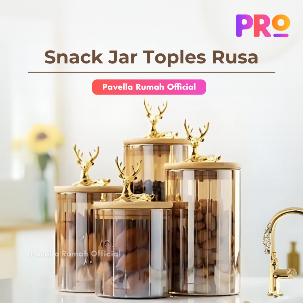 Jual [COD] PAVELLA Snack Jar Toples Rusa Kaca Transparan Souvenir ...