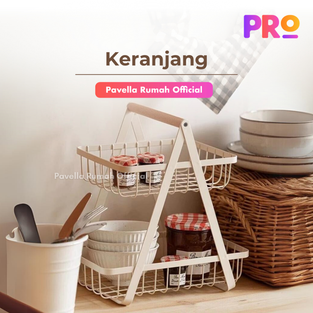 Jual [COD] PAVELLA Keranjang Rak Dapur Rak Buah Besi Segitiga / Tingkat ...