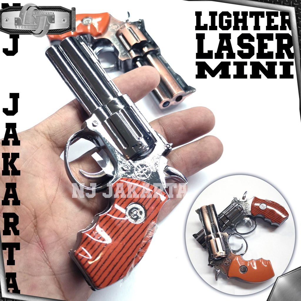 Jual KOREK API GAS MINIATUR PISTOL FULL BESI METAL LAMPU LASER | Shopee ...