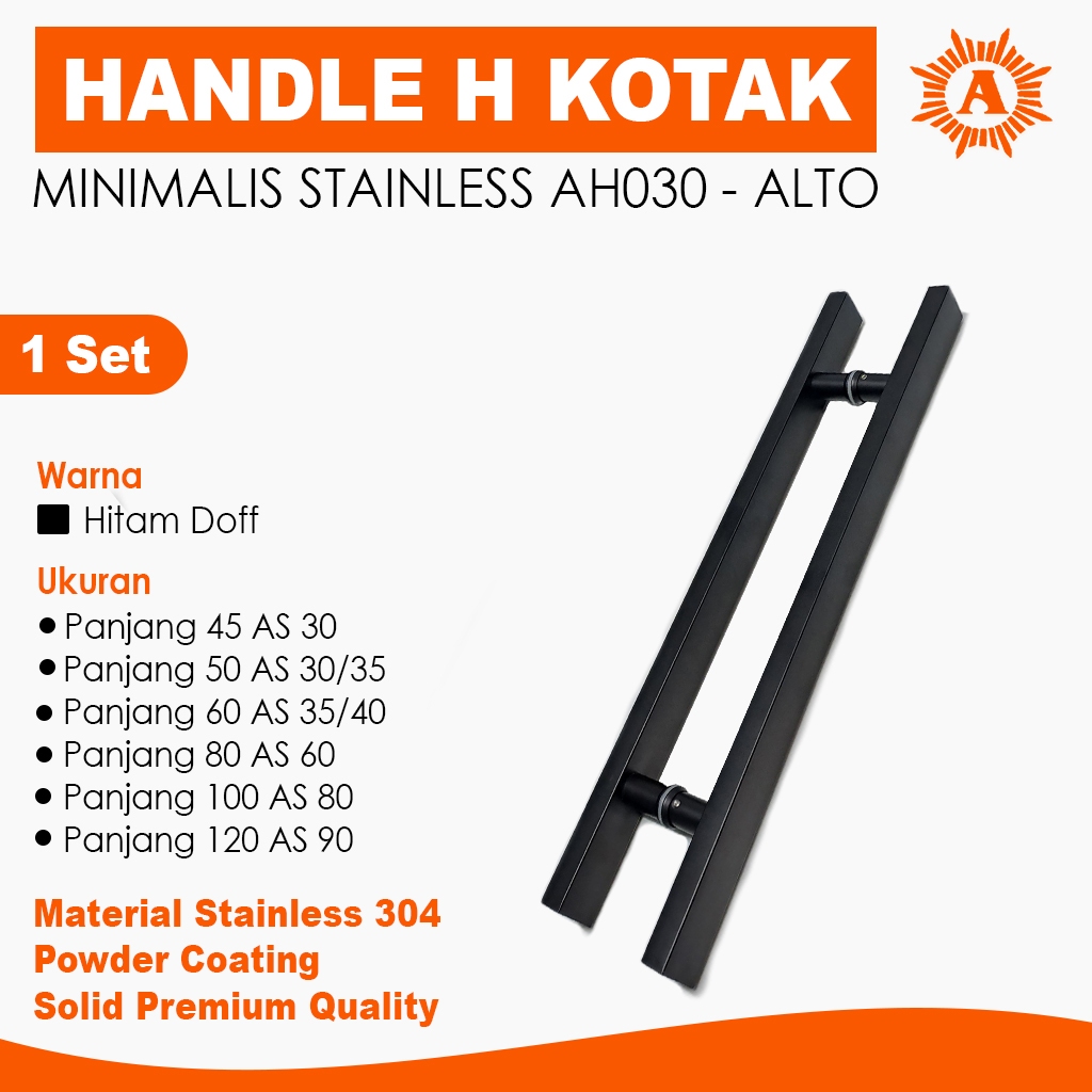 Jual Pull Handle H Hollow Kotak AH030 Minimalis Stainless Pintu Kaca ...