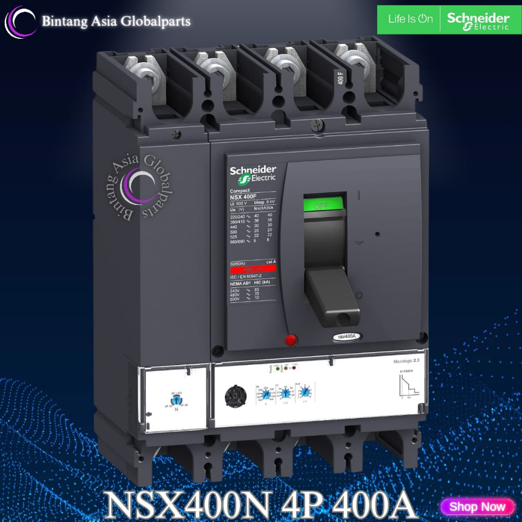 Jual MCCB 4p 400a Schneider NSX400N Original / MCCB 4 Phase 400 Ampere LV432694 / Breaker NSX 4 ...