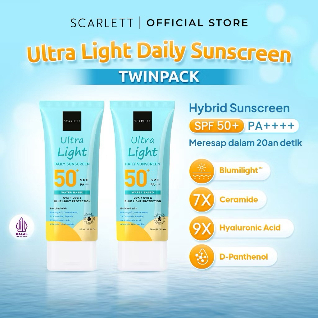 Jual SCARLETT - Twin Pack Ultra Light Daily Sunscreen SPF 50+ PA ...