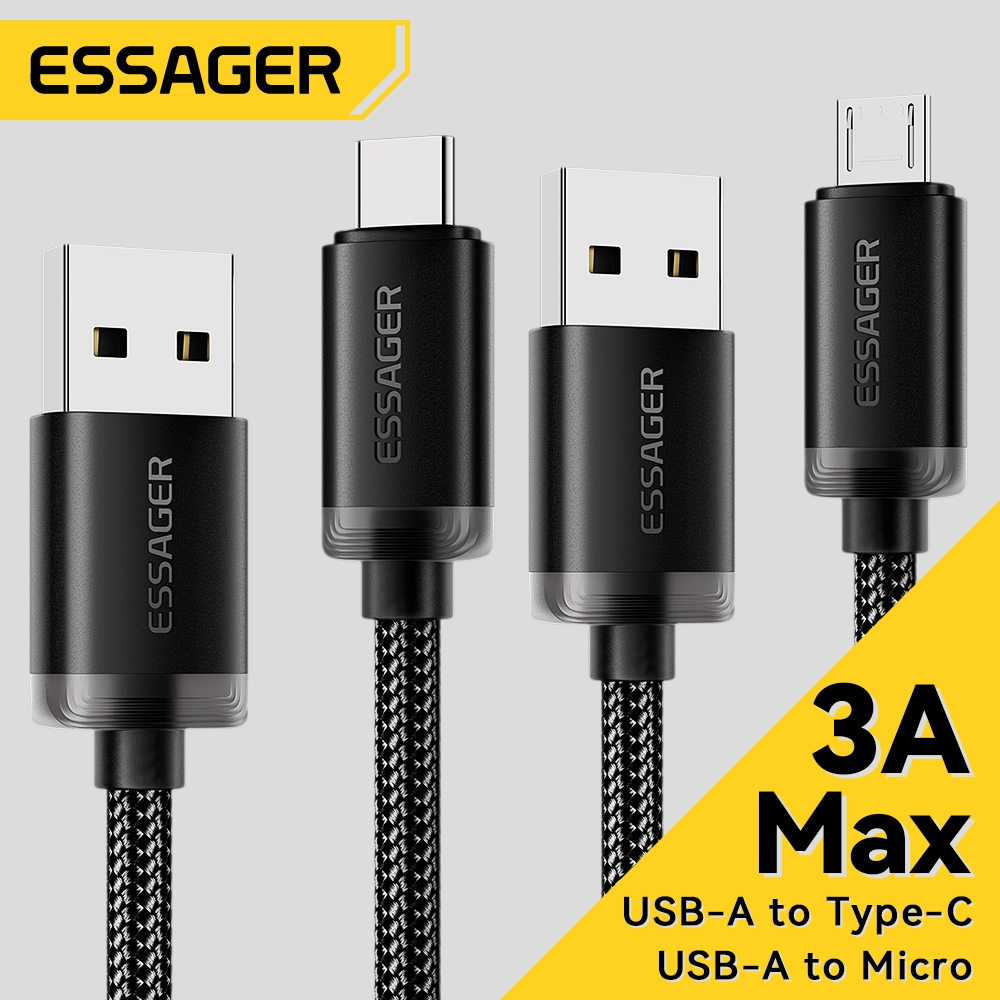 Jual Essager Kabel Pengisian Cepat USB ke Mikro/Tipe C 2A/3A USB 2.0 ...