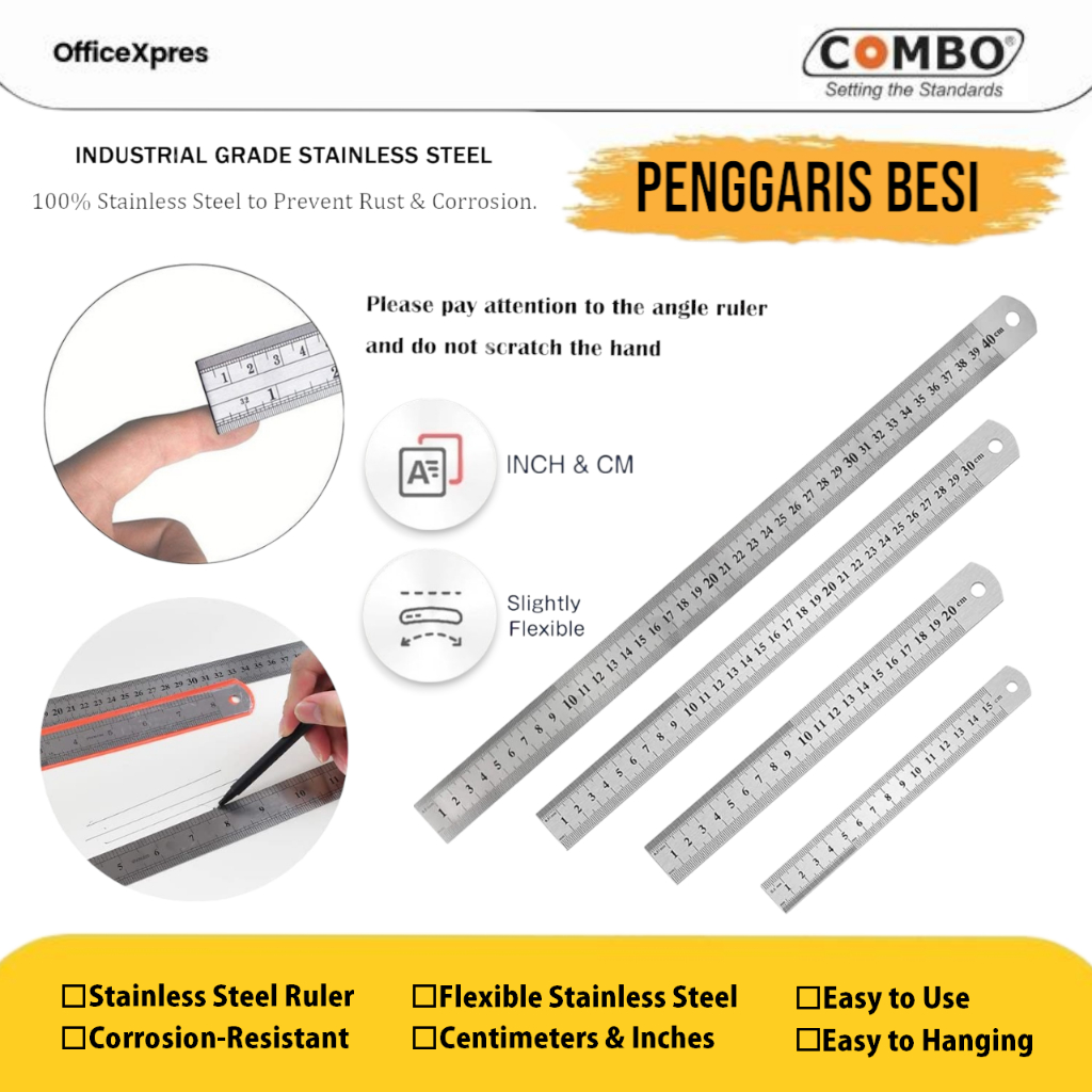 Jual Penggaris Besi 100cm / Metal Ruler 100cm / Mistar Besi 100cm ...