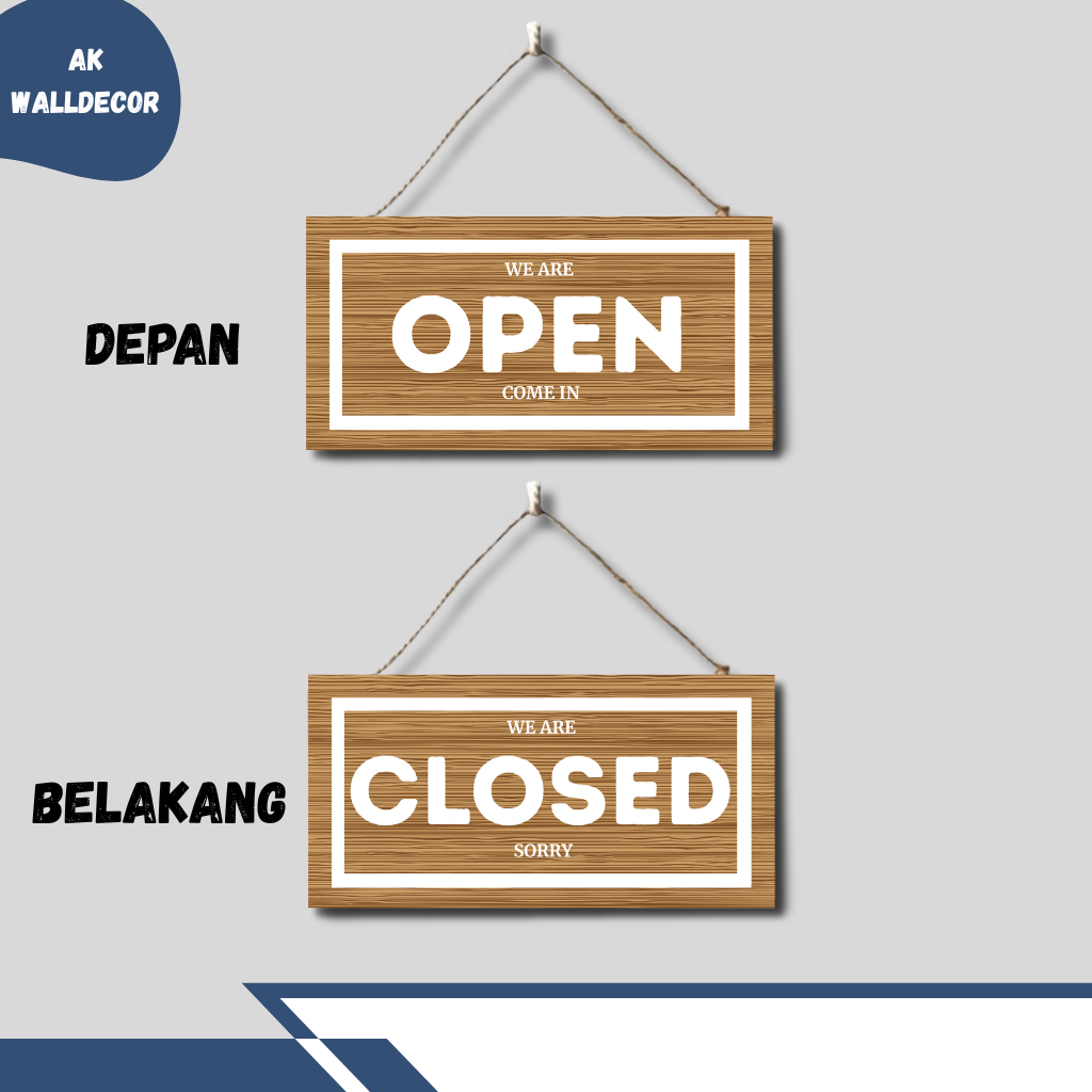 Jual Sign Open Close Gantungan Toko Bolak-Balik Ukuran 20x10 Free Tali ...