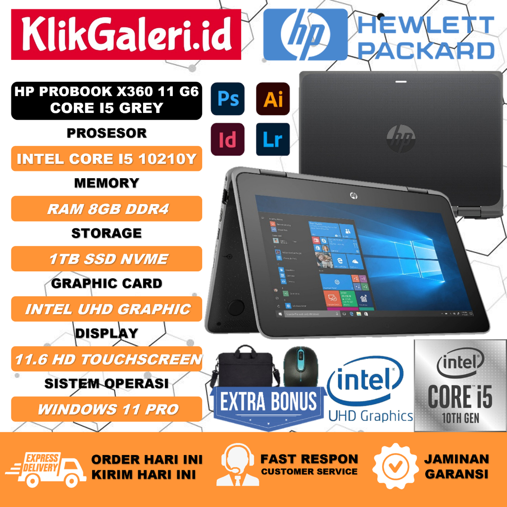 Jual Flash Sale⚡Laptop 2 In 1 HP Probook X360 11 G6 Core i5 RAM 8GB 1TB SSD Touchscreen Win11 ...