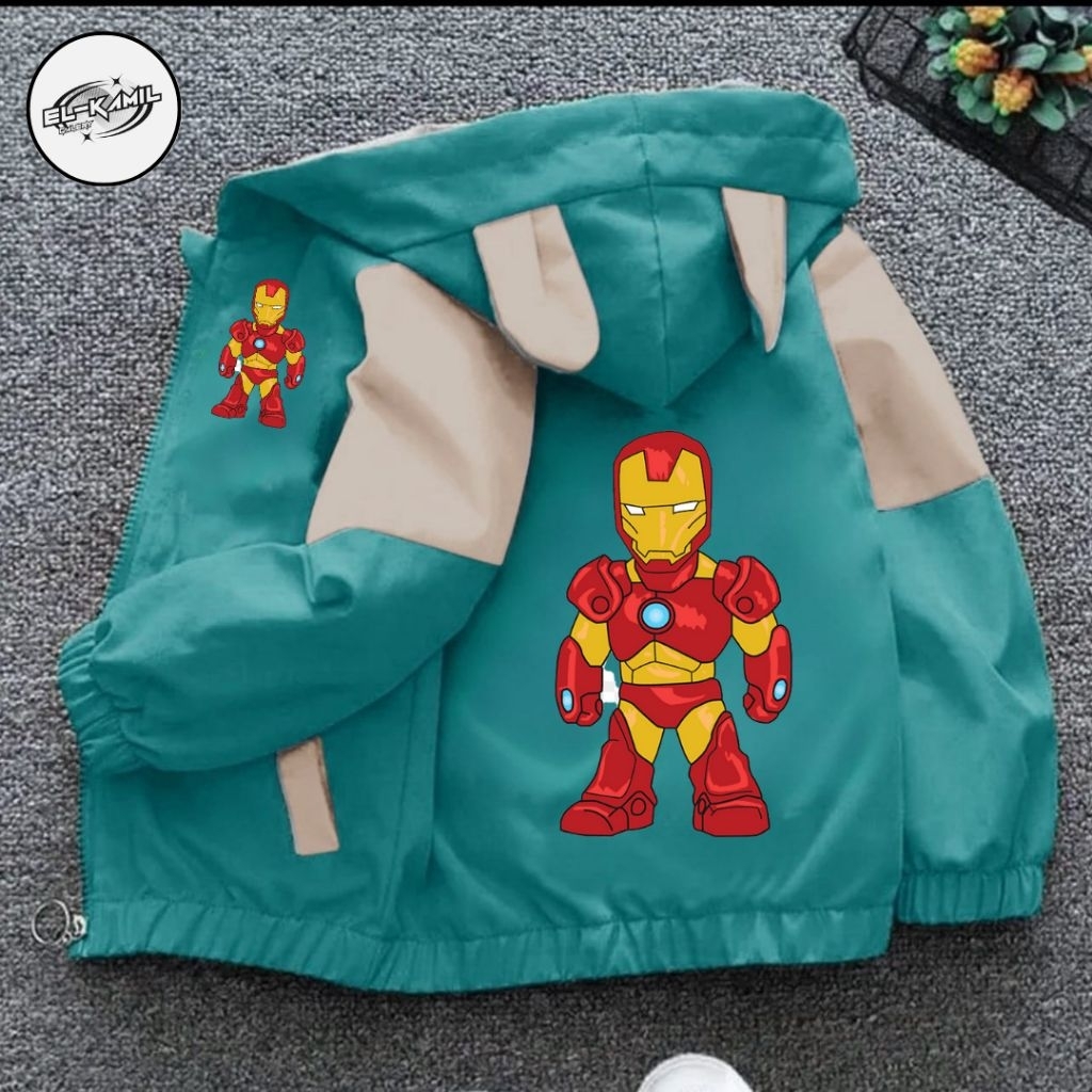 Jual Jaket Anak Kombinasi Waterproop gambar iron man terbaaru | Shopee ...