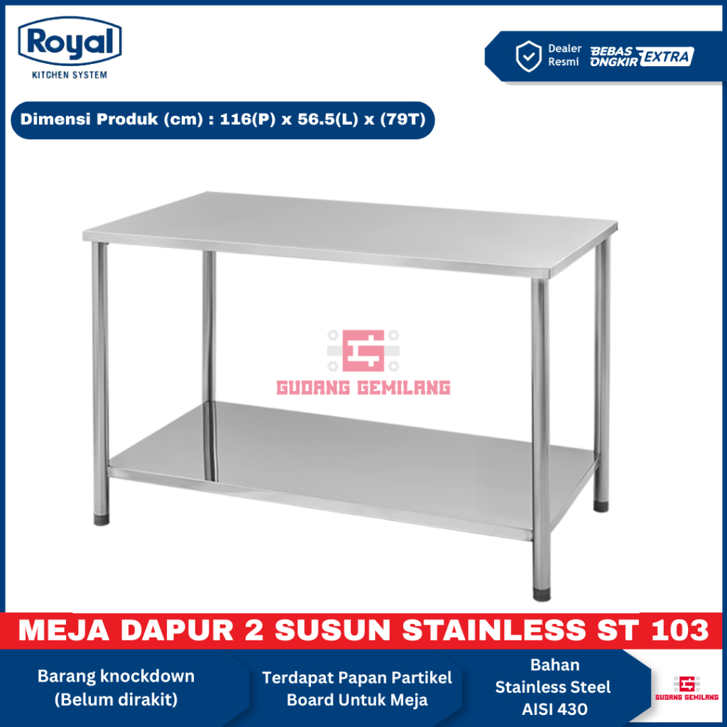 Jual Meja Dapur 2 Susun Knock Down Restoran Jumbo Work Kitchen Table ...