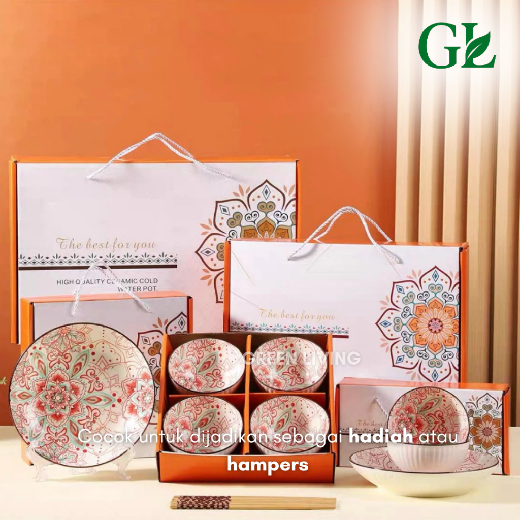 Jual [COD] GREEN LIVING Hampers Mangkok Set Souvenir Mangkuk Piring ...