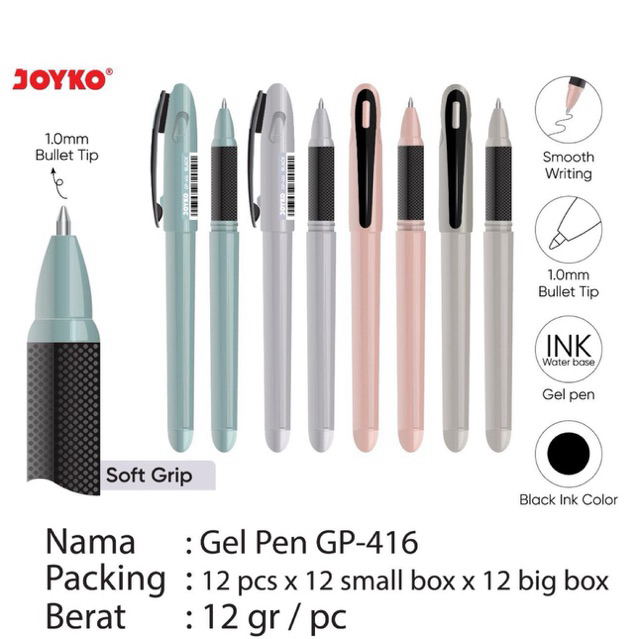 Jual ( 1 PCS ) GP-416 Pulpen Gel SOFT GRIP tebal 1.0 buat Tanda Tangan ...