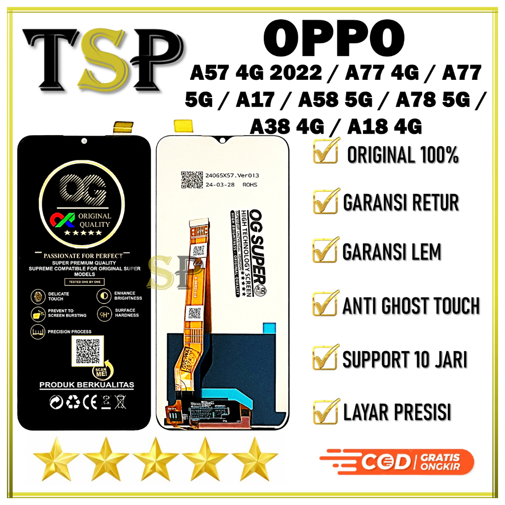 Jual 【Original 100%】LCD OPPO A57 4G 2022 / A77 4G / A77 5G / A17 / A58 5G / A78 5G / A38 4G ...