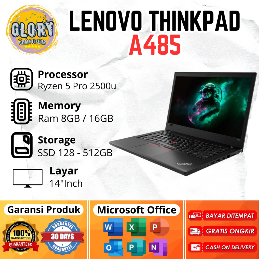 Jual Lenovo Thinkpad A485 Ryzen 5 Pro Ram 8GB / 16GB SSD 128GB / 256GB ...